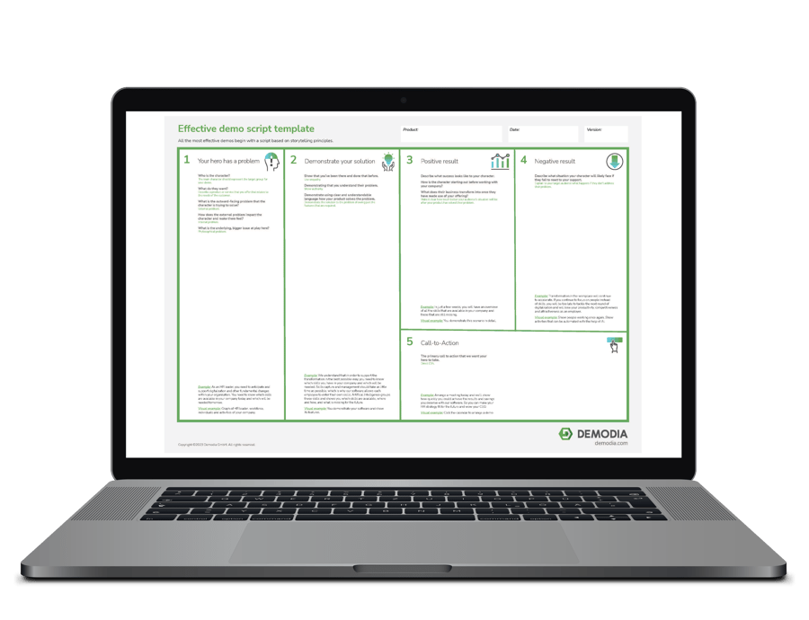Product demo script canvas | Demodia